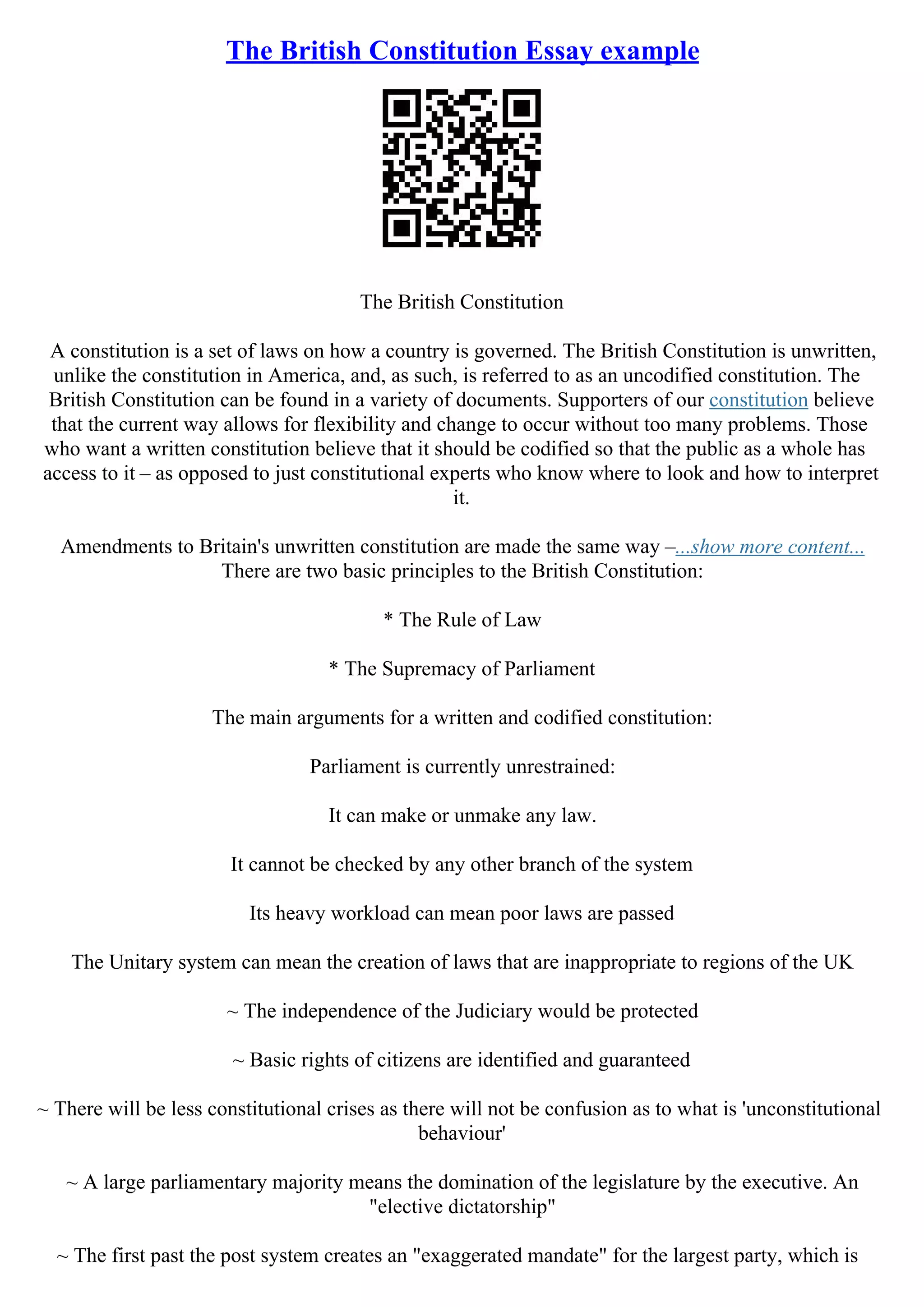 Essay On Our Constitution | PDF