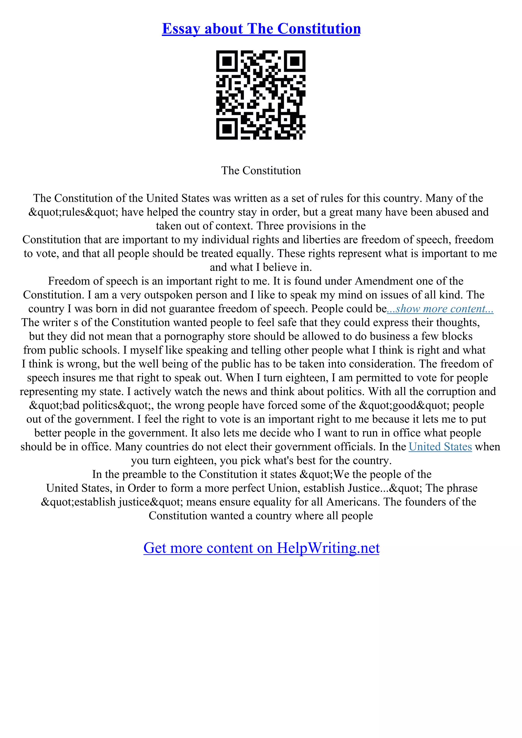 Essay On Our Constitution | PDF