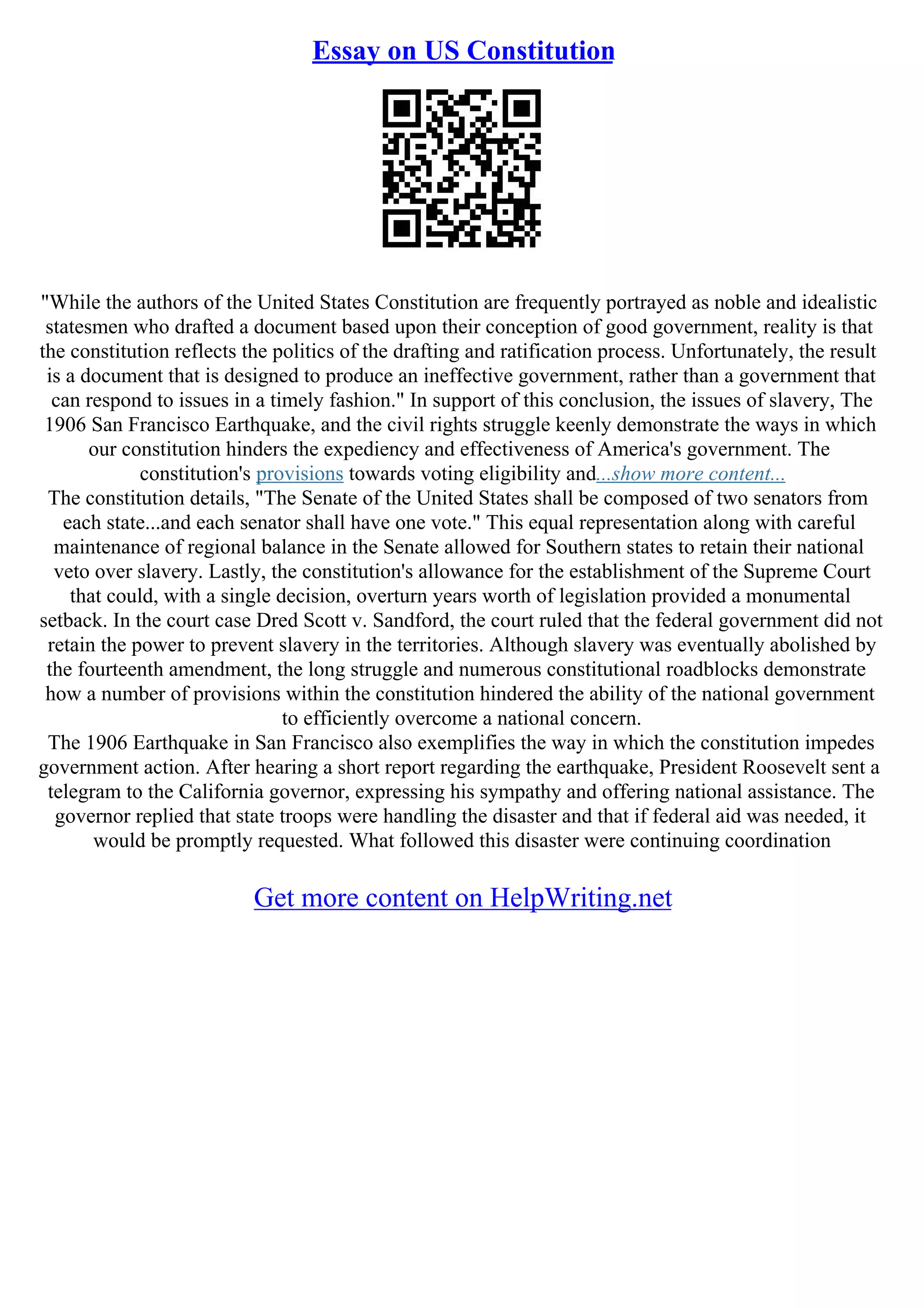 Essay On Our Constitution | PDF