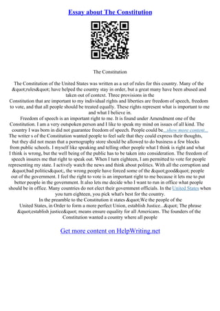 Essay On Our Constitution | PDF