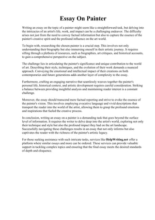 Essay On Painter | PDF