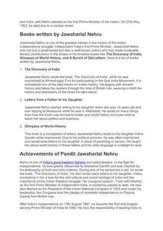 Essay On Pandit Jawaharlal Nehru In English For Students | DOCX