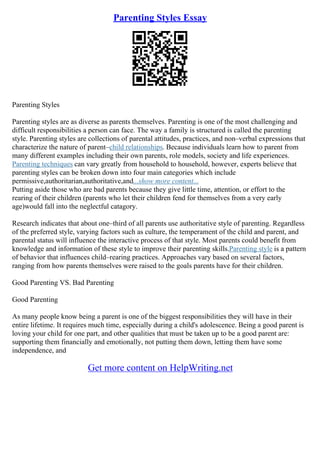 Essay On Parents | PDF