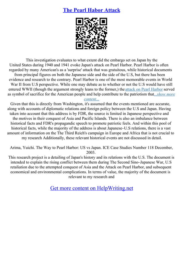 Essay On Pearl Harbor Attack | PDF