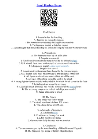 Essay On Pearl Harbor Attack | PDF