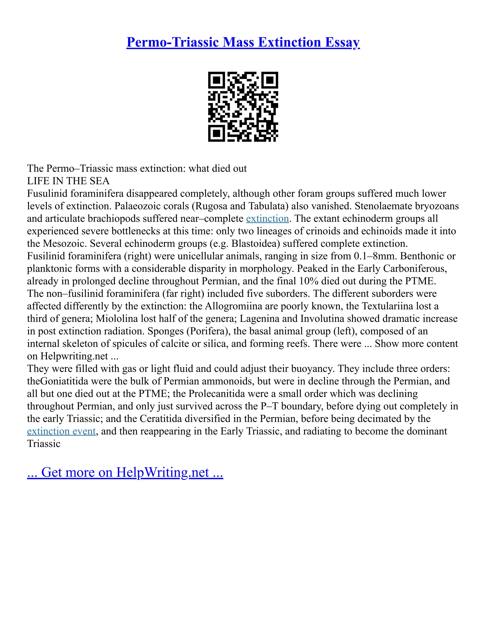 Essay On Permian Mass Extinction | PDF