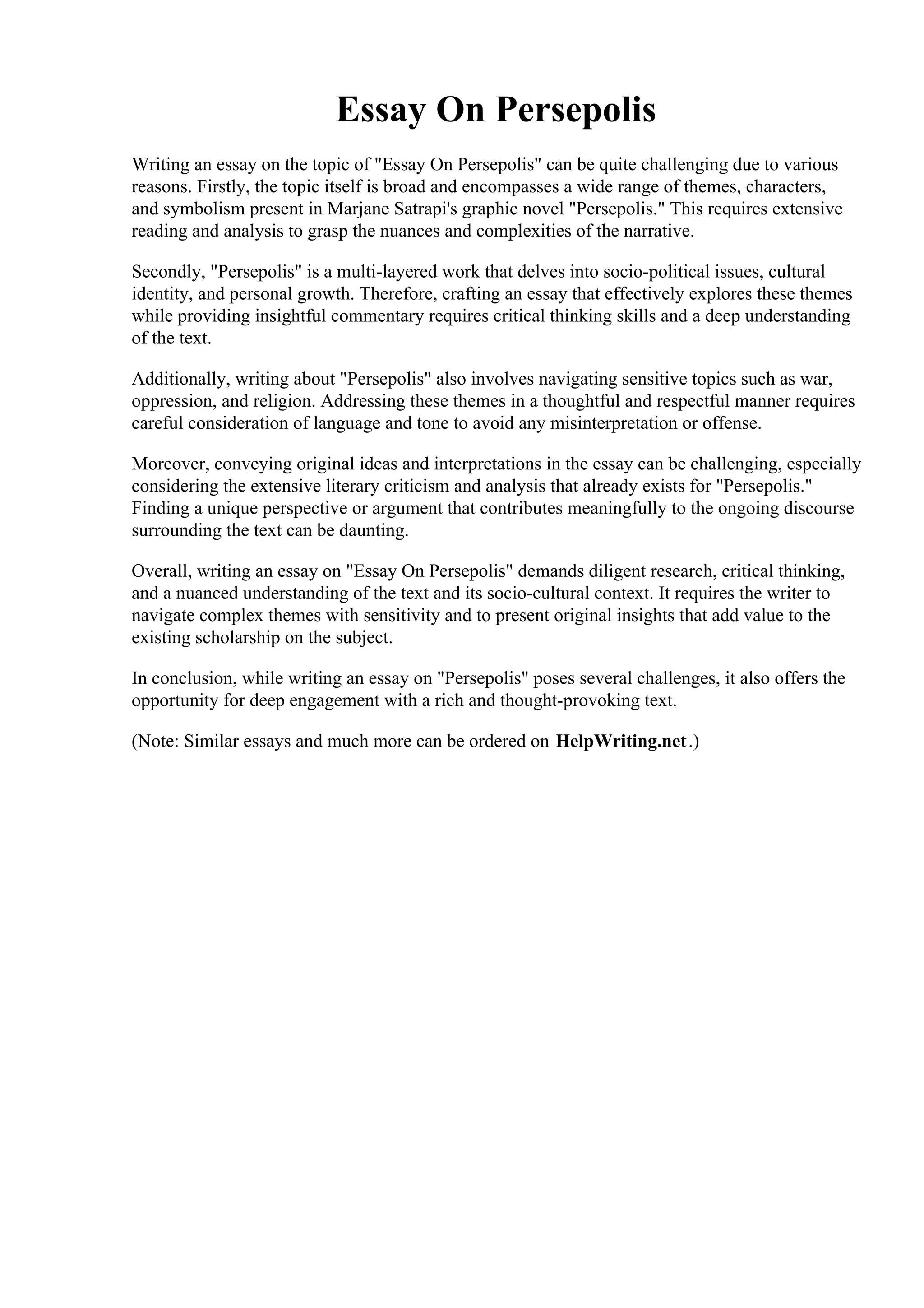 Essay On Persepolis pdf Essay On Persepolis pdf