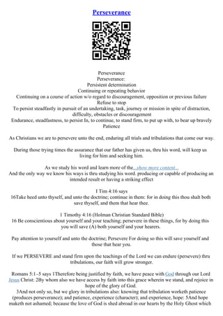 Essay On Perseverance | PDF