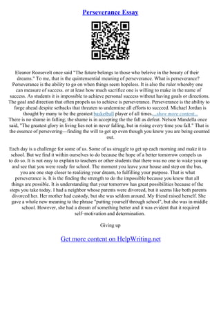 Essay On Perseverance | PDF