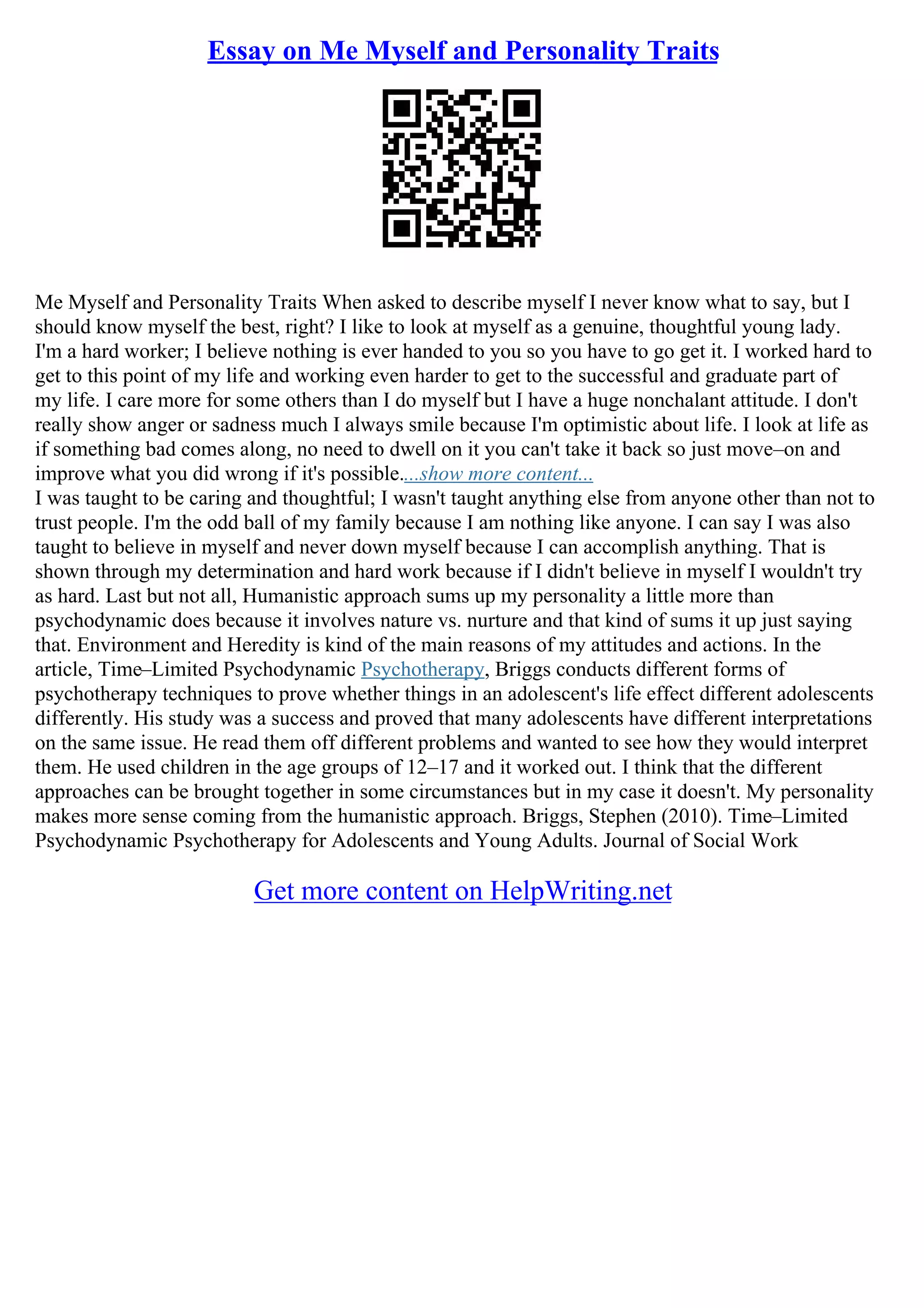 Essay On Personality Traits | PDF