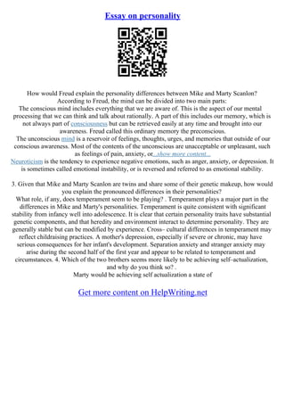 Essay On Personality Traits | PDF