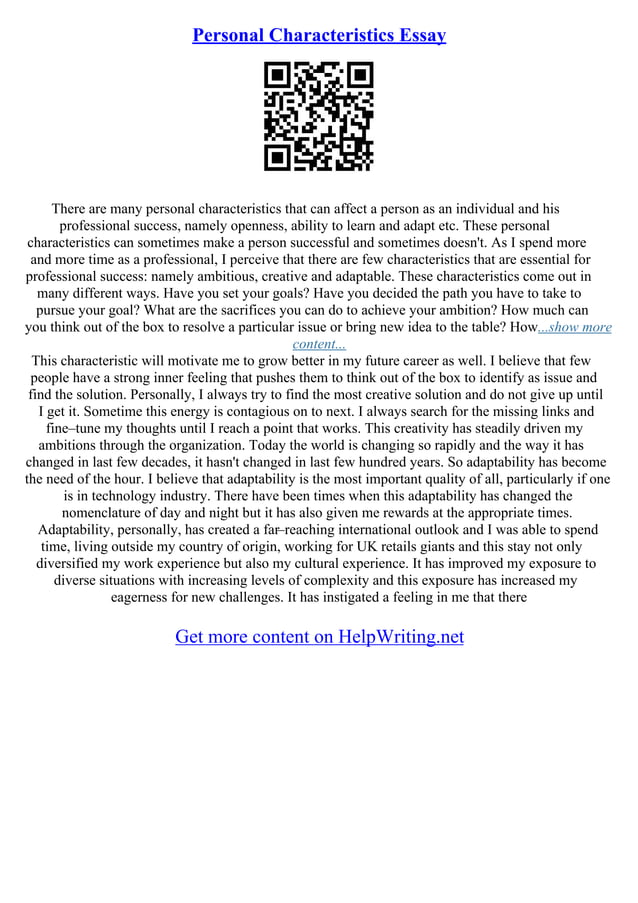 Essay On Personality Traits | PDF