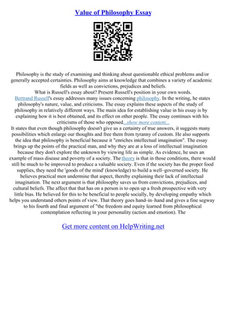 Essay On Philosophy | PDF