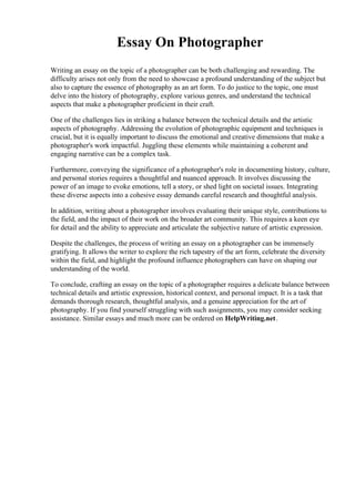 Essay On Photographer.pdf | Photography | Arts and Crafts