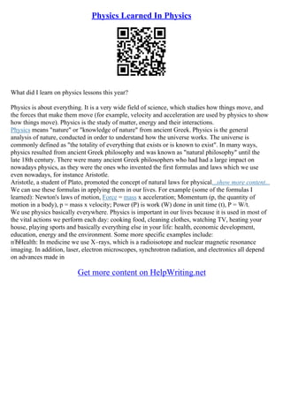 Essay On Physics | PDF