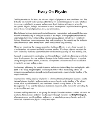 Essay On Physics | PDF