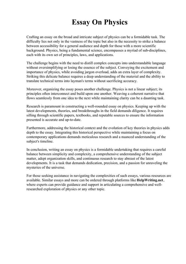 Essay On Physics | PDF