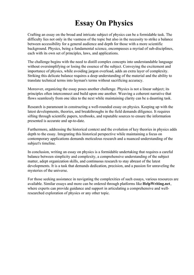 Essay On Physics. Influence of Physics on Daily Life Essay Example ...