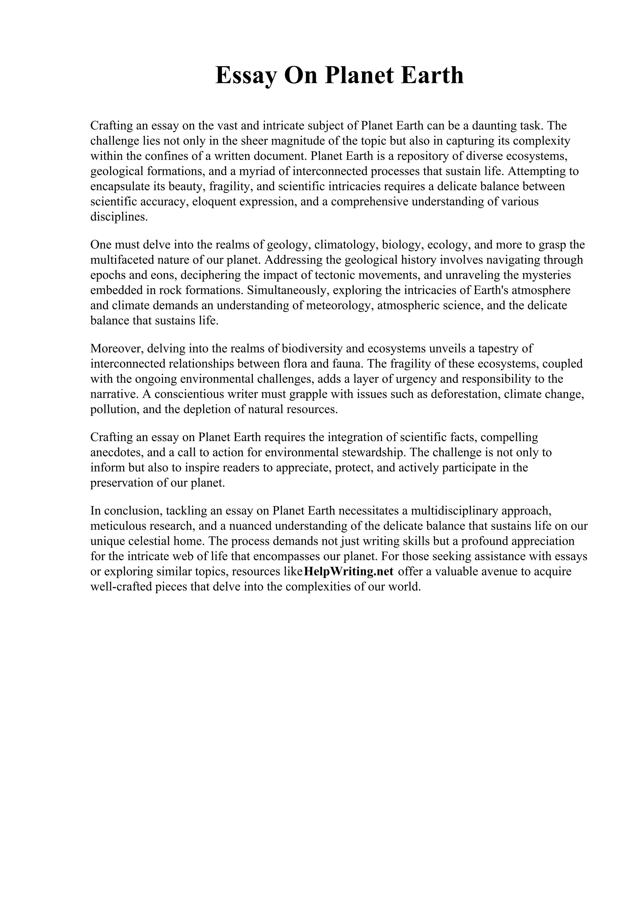 Essay On Planet Earth.pdf | Geology | Science