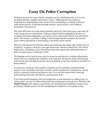 Essay On Police Corruption | PDF