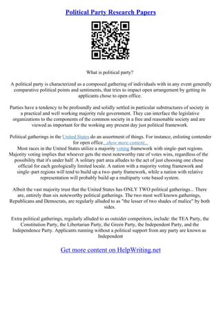 Essay On Political Parties | PDF