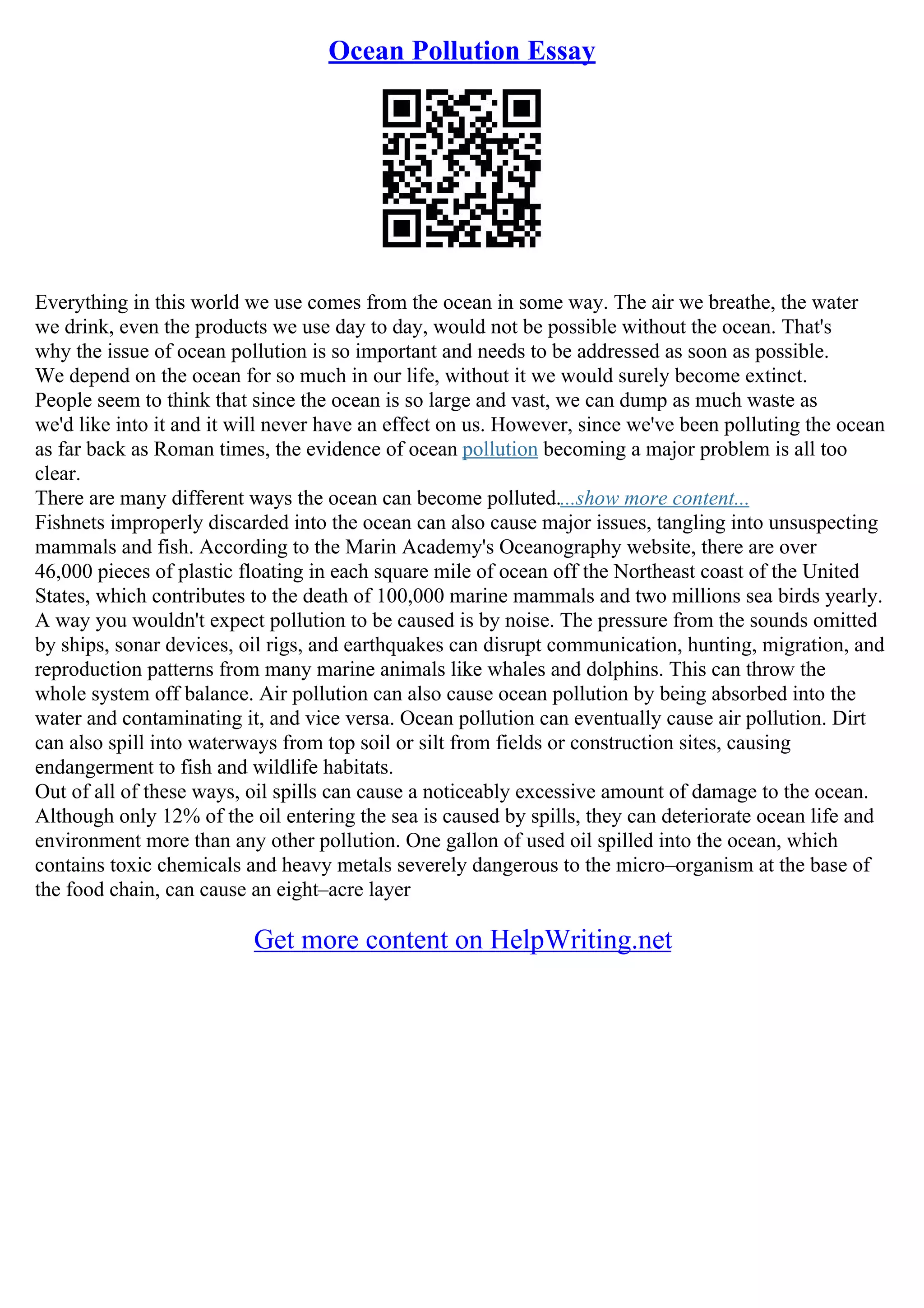 Essay On Pollution | PDF