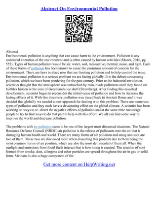 Essay On Pollution Control | PDF | Indoor Environmental Quality | Home ...