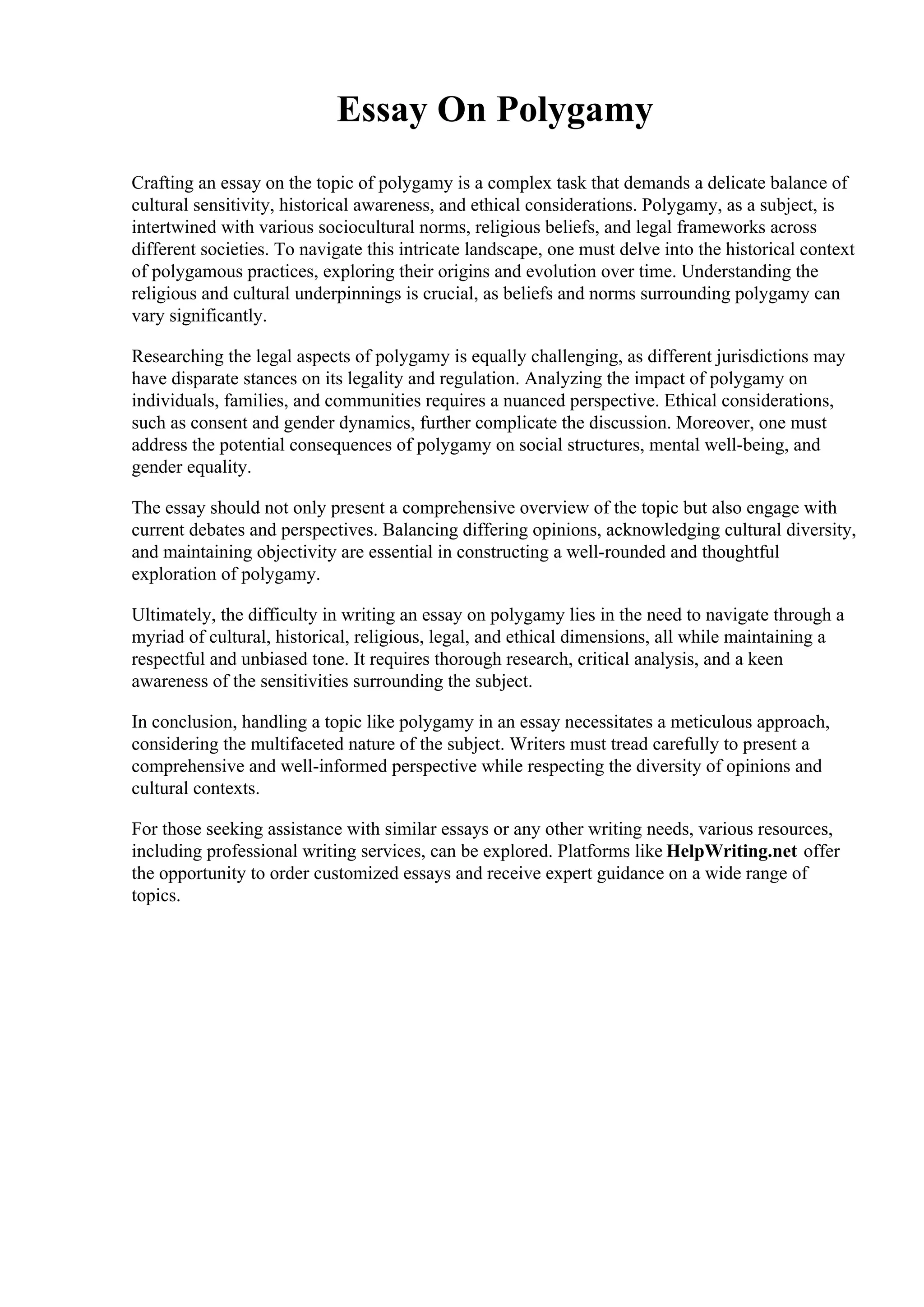 Essay On Polygamy | PDF