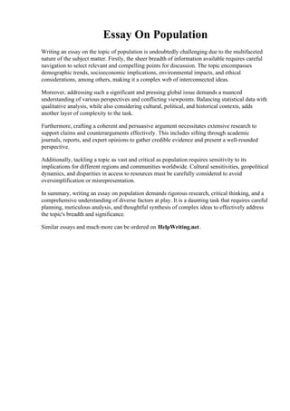 Essay On Population | PDF
