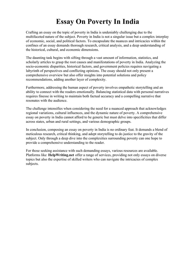 Essay On Poverty In India | PDF