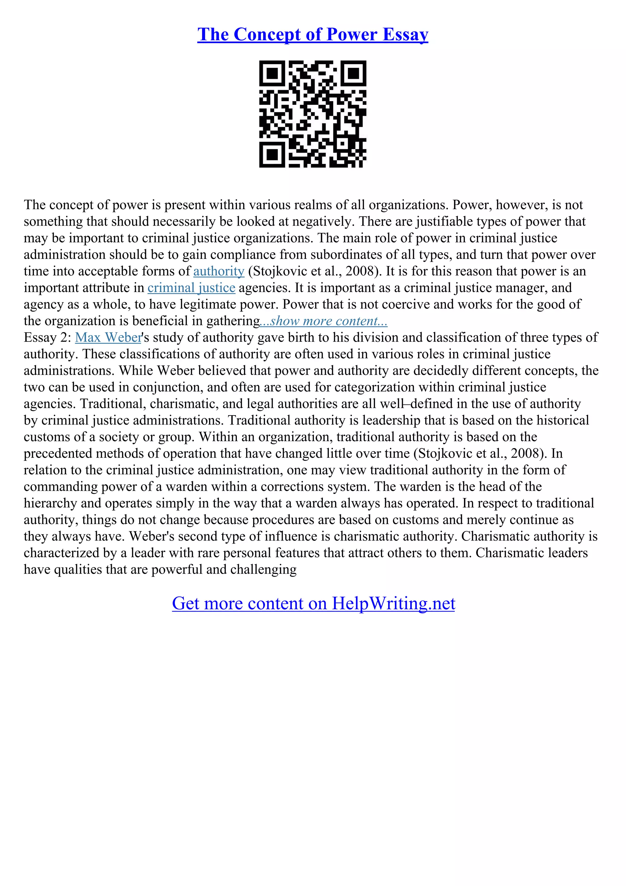 Essay On Power | PDF