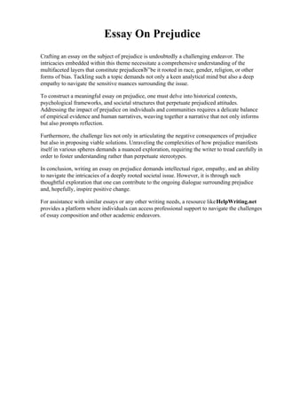 Essay On Prejudice. New River Community and Technical College | PDF