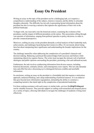 Essay On President | PDF
