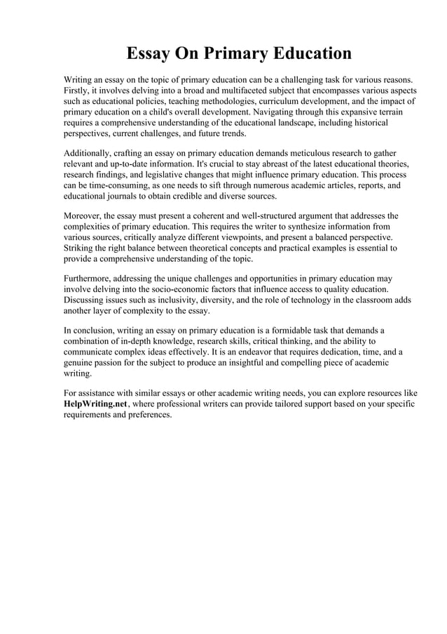 Essay On Primary Education. FREE 8 School Essay Samples in MS Word PDF ...