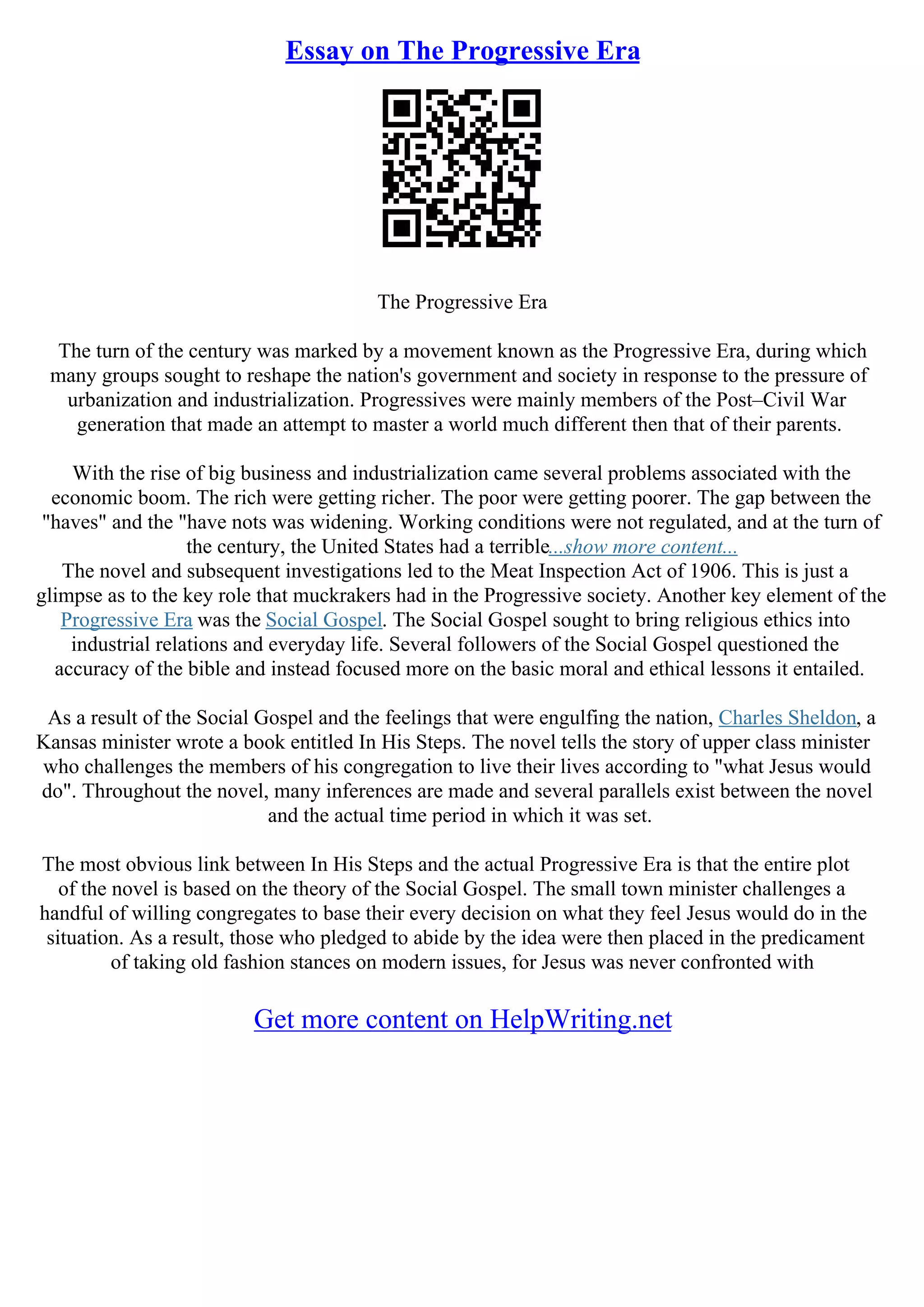 Essay On Progressive Era | PDF