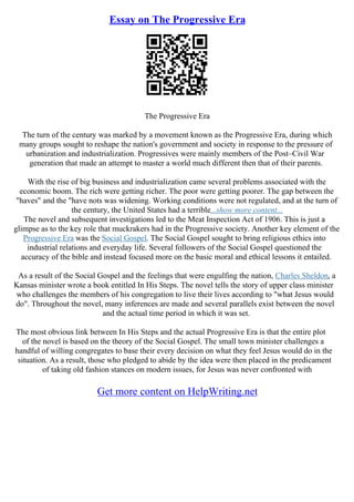 Essay On Progressive Era | PDF