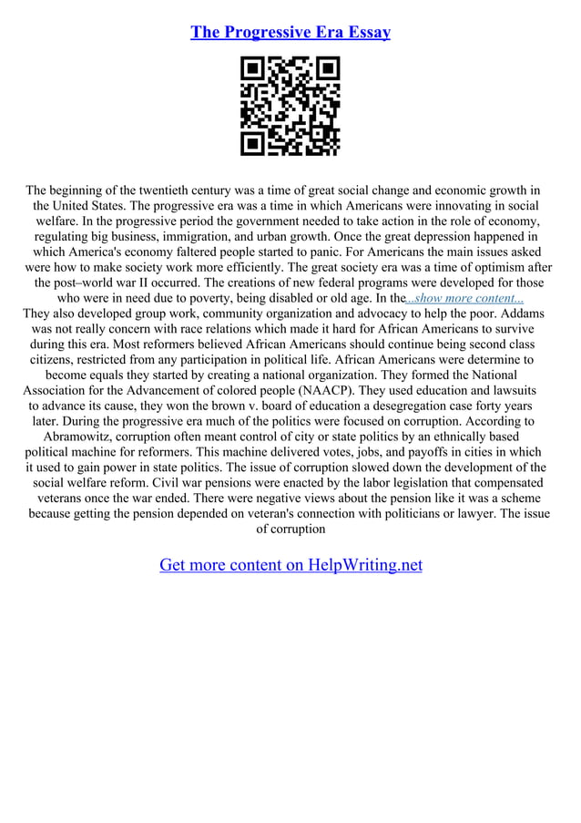 Essay On Progressive Era | PDF