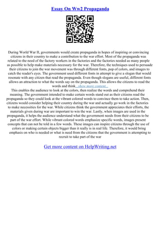 Essay On Propaganda | PDF