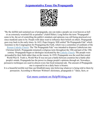 Essay On Propaganda | PDF