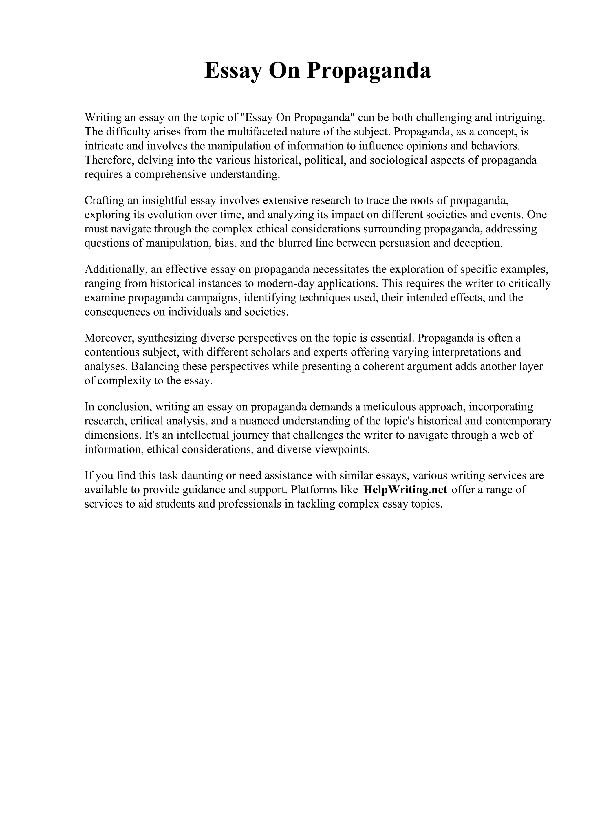 Essay On Propaganda. Oklahoma Christian University | PDF