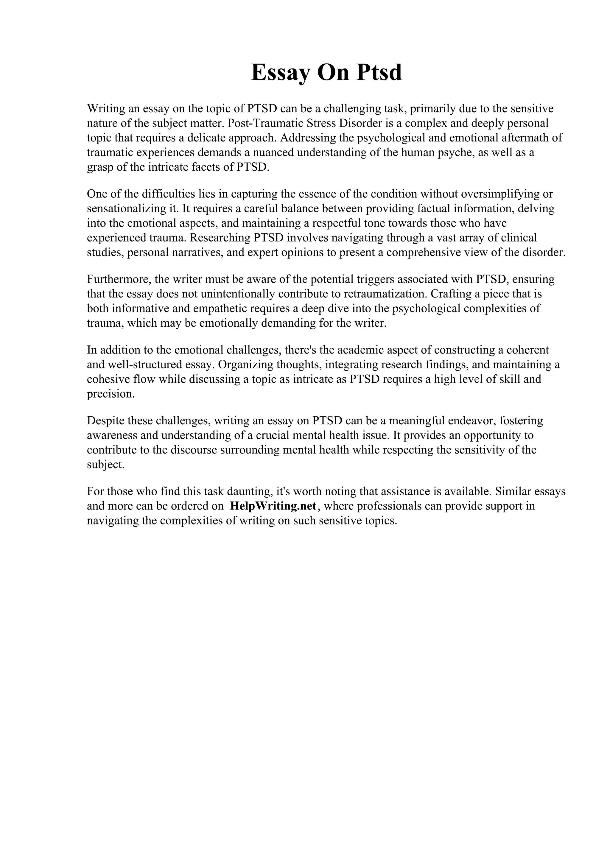 Essay On Ptsd. Ptsd case study example - studyclix.web.fc2.com