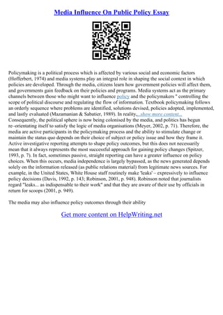 Essay On Public Policy | PDF