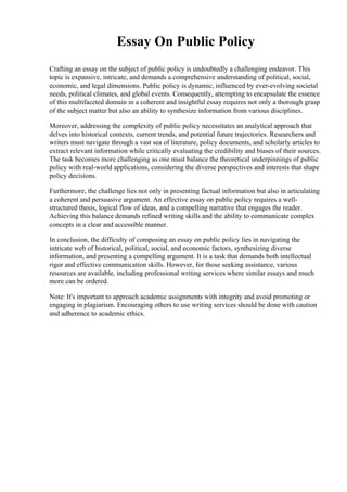 Essay On Public Policy. Rockford University | PDF