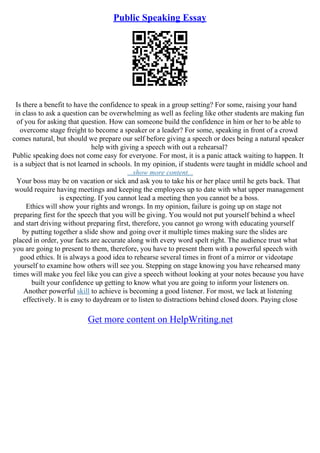 Essay On Public Speaking | PDF