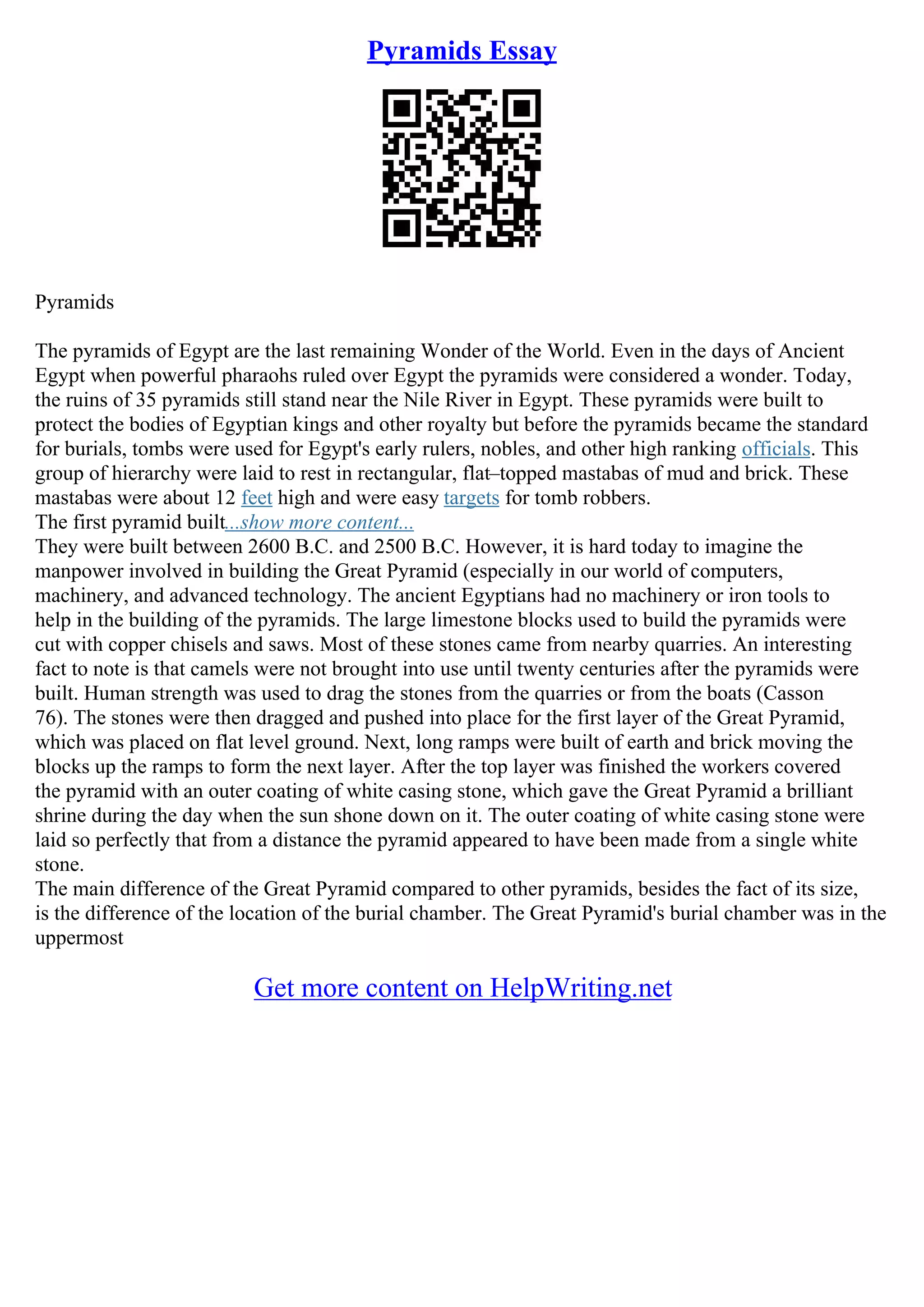 Essay On Pyramids | PDF