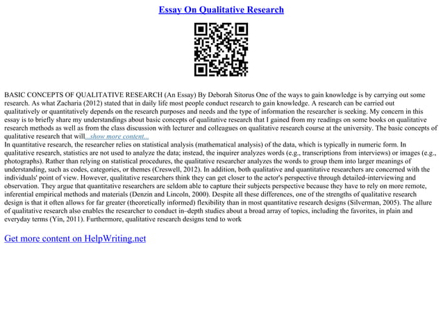 Essay On Qualitative Research | PDF