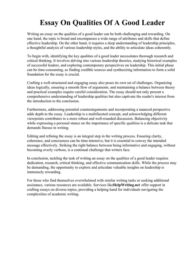Essay On Qualities Of A Good Leader.pdf