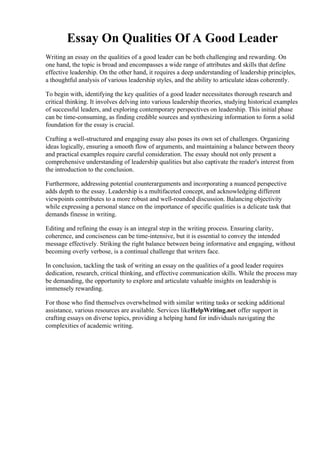 Essay On Qualities Of A Good Leader.pdf