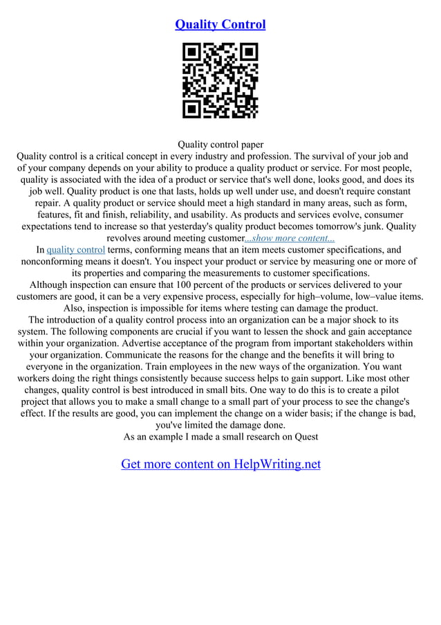 Essay On Quality | PDF