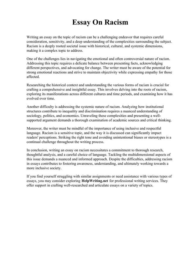Essay On Racism. Birmingham-Southern College | PDF